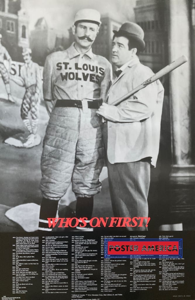 Who’s On First! Abbott & Costello Vintage 1995 Poster 22.5 X 34 ...