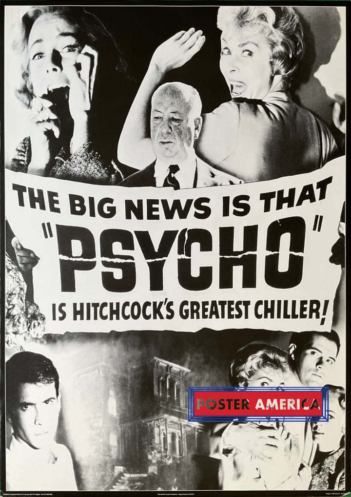 Alfred Hitchcock's Greatest Chiller "Psycho" Vintage Movie Poster 24 x ...