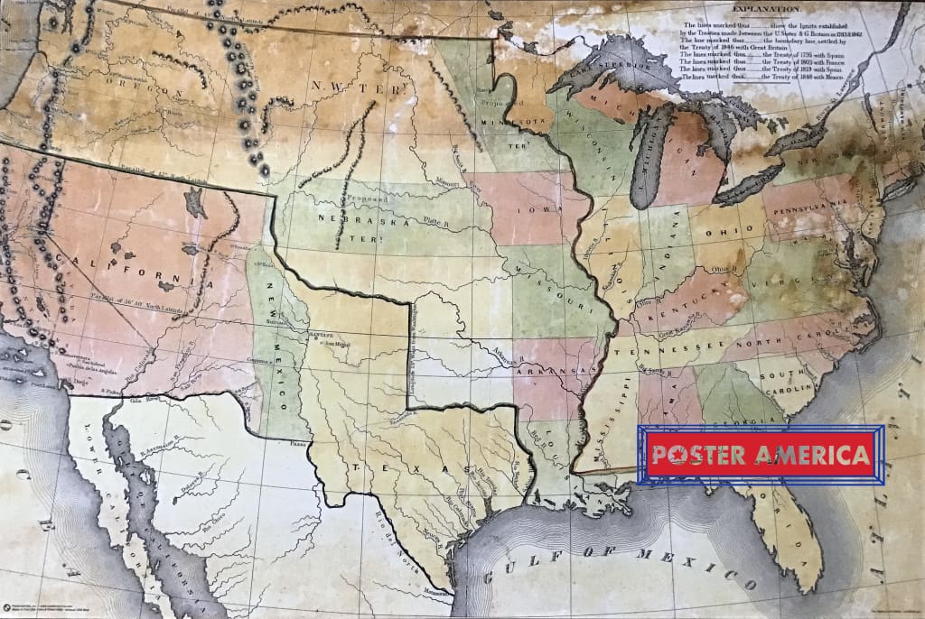 Antique USA Map Reproduction Poster 24 x 36 – PosterAmerica
