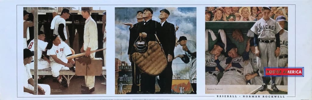 Baseball by Norman Rockwell 3 in 1 Art Print 12 x 36 – PosterAmerica