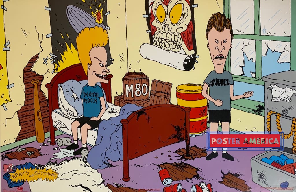 Beavis and Butt-Head Wrecked Room MTV Network Rare 1993 Vintage Poster ...
