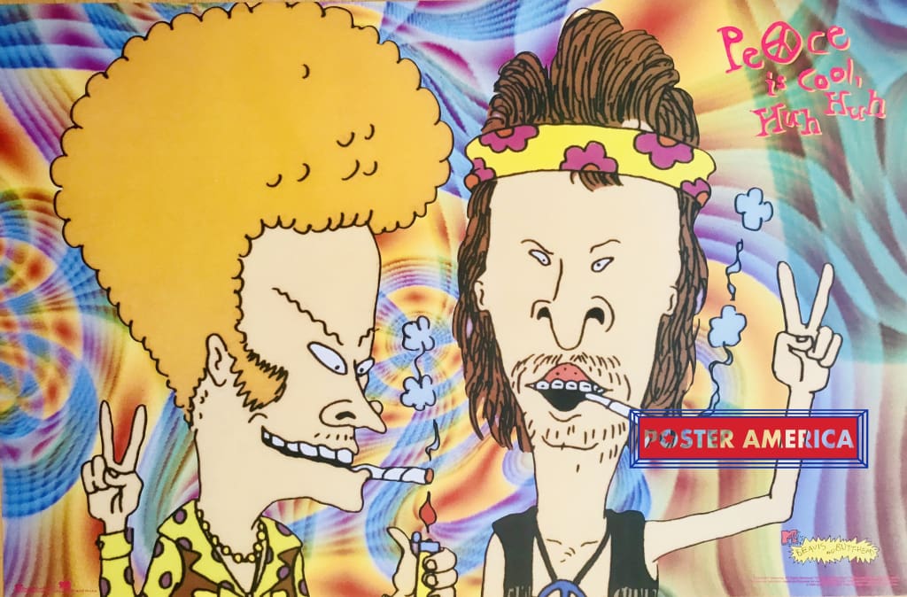 Beavis And Butthead Peace Is Cool, huh huh Vintage 1994 Poster 23 x 35 ...