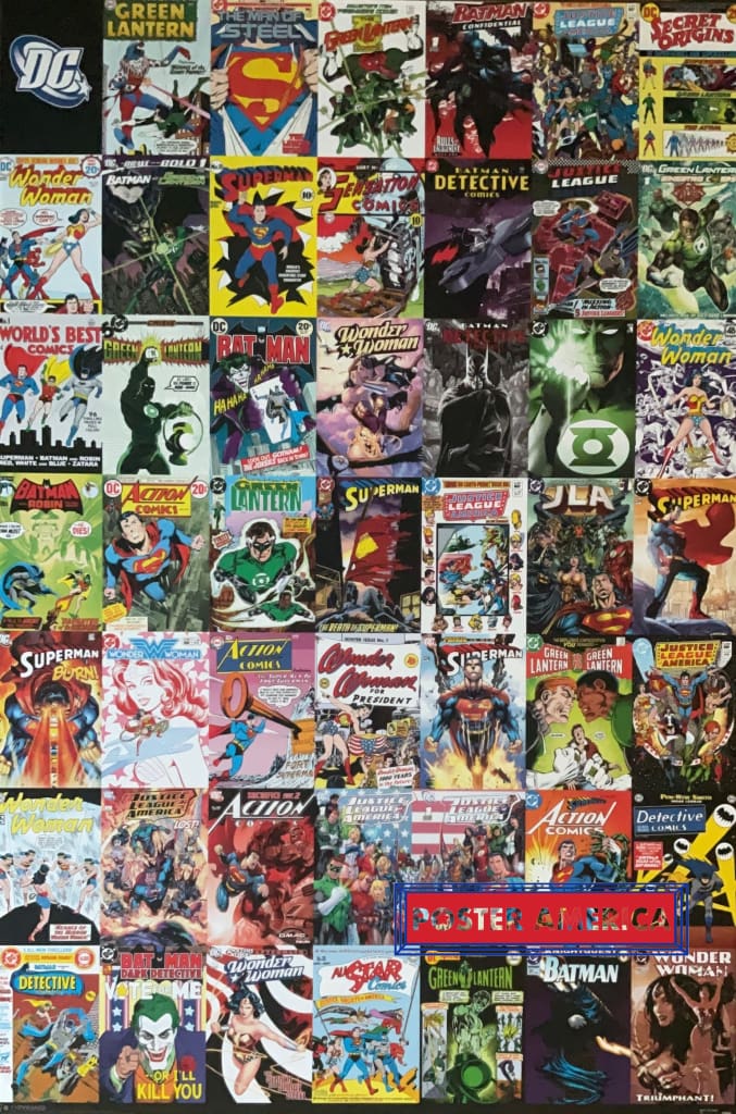 DC Comic Book Collage Collection Of Comics Poster 24 x 36 – PosterAmerica