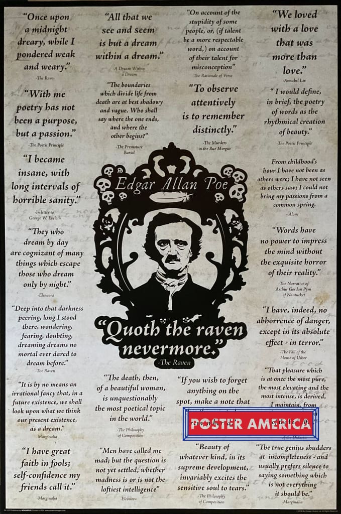 Edgar Allan Poe Famous Quotes Poster 24 x 36 – PosterAmerica