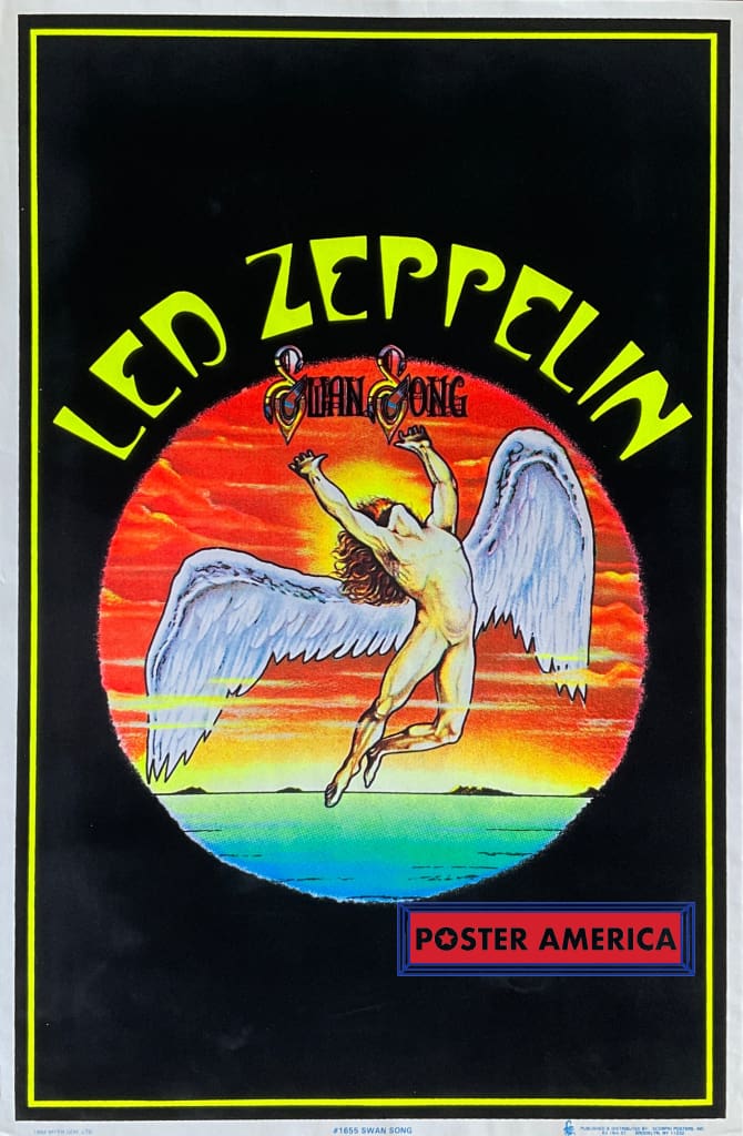 Led Zeppelin Swan Song Vintage Black Light Poster 23 x 35 – PosterAmerica