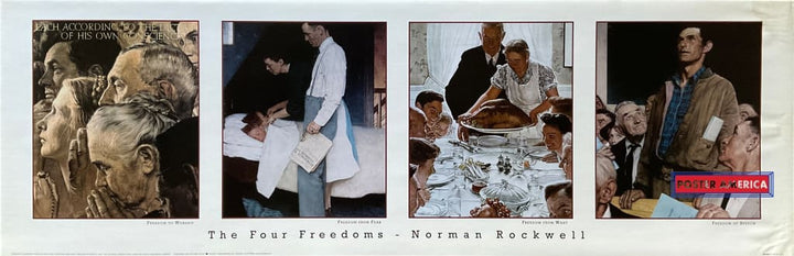 Norman Rockwell The Four Freedoms Vintage Art Slim Print 12 x 36 ...