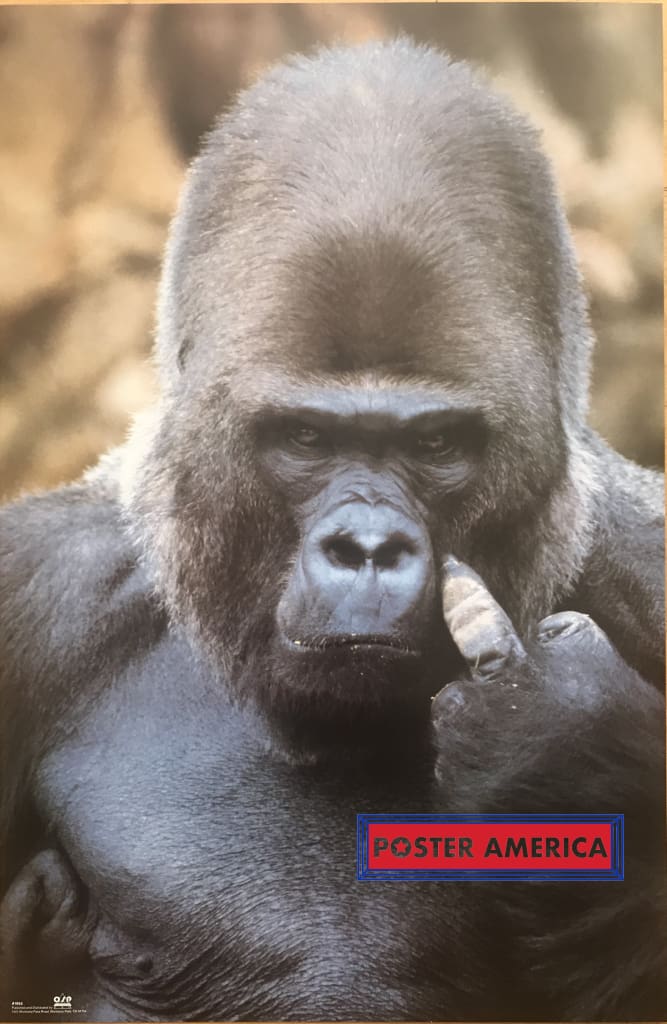 Silverback Gorilla Middle Finger Vintage Poster 23 x 35 – PosterAmerica