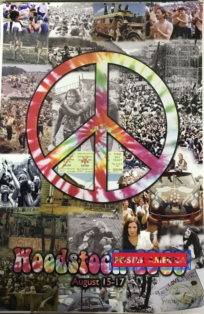 Woodstock Peace Sign Photo Mosaic Poster 24 X 36 – PosterAmerica